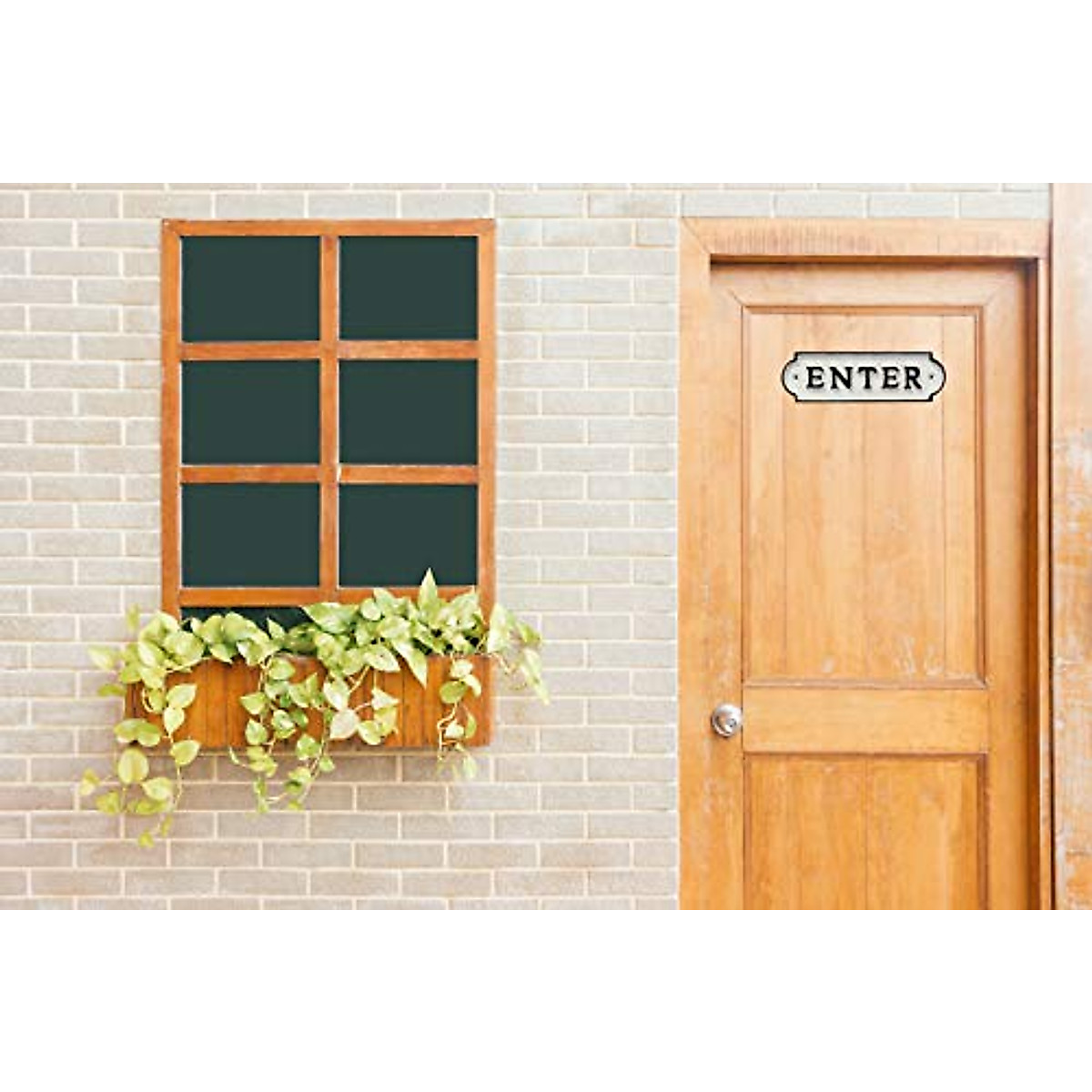 Ziolte Set of Enter exit Cast Iron Gate Sign Plates, Rustic Gate Plaques in White and Black, 2.25 x 7.4 Inches Each; Includes Mounting Hardware…