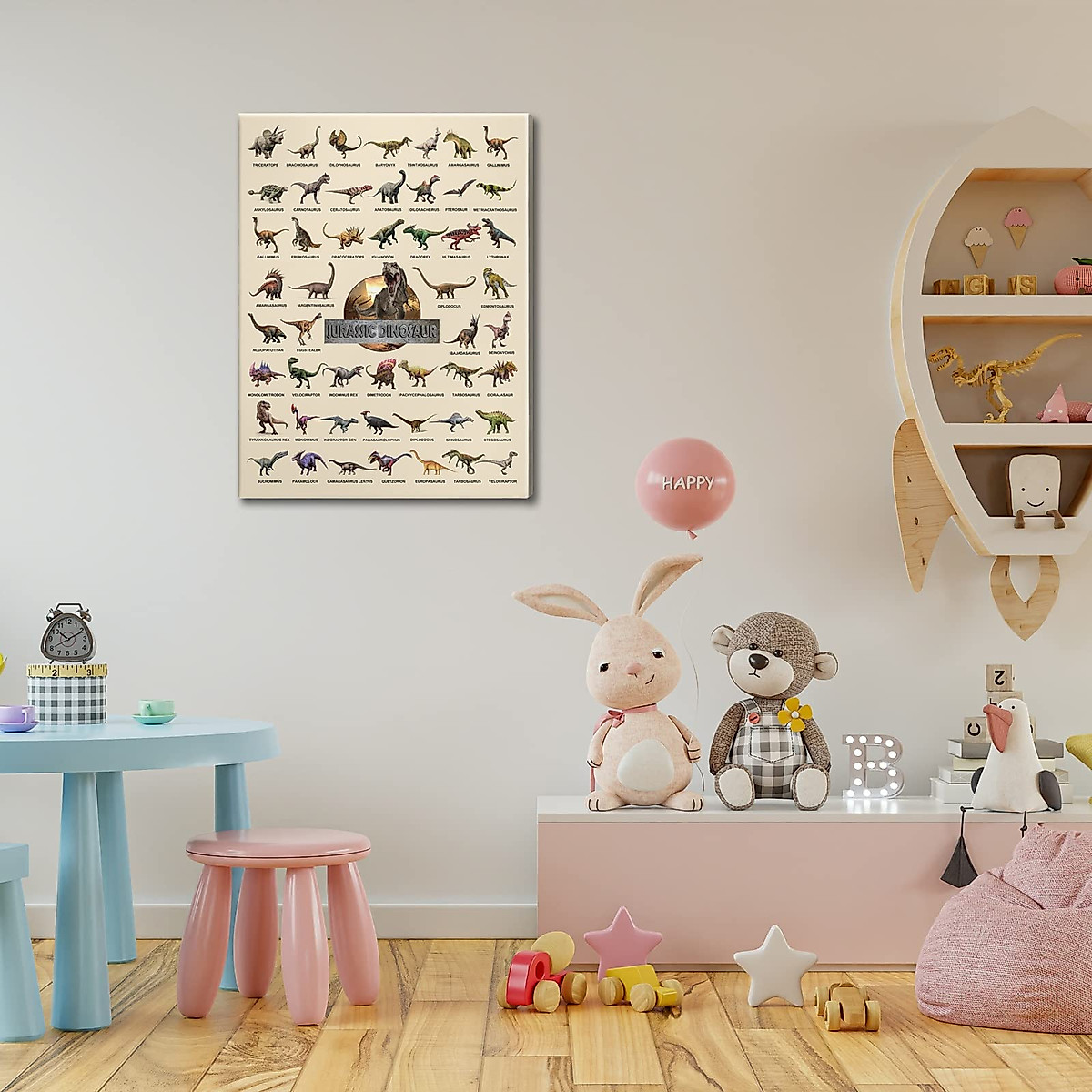 Dinosaur Wall Art Decor for Boys Room,Jurassic Dino World Park Wall Decor for Kids Bedroom Framed Ready to Hanging 12x16 inches