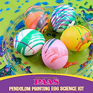 PAAS Eggsperiments: Pendulum Painting Egg Science Kit - Create Unique Paint Patterns on up to 20 Eggs! Easy Clean up with Included Table Cover, Perfect Arts and Crafts Activity for Easter