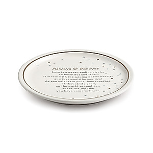 DEMDACO Always and Forever Gold Rimmed 10 inch Stoneware Giving Dinner Plate Platter