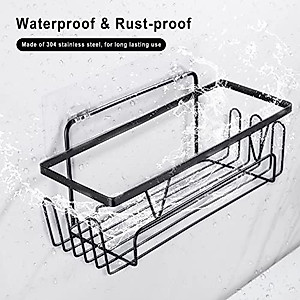 KEGII 3 Pack Adhesive Shower Caddy Shelf Organizer with Soap Holder, Black Shower Wall Rack Storage Shampoo Holder Bathroom Organizer No Drilling for Kitchen, RV, Apartment Essentials