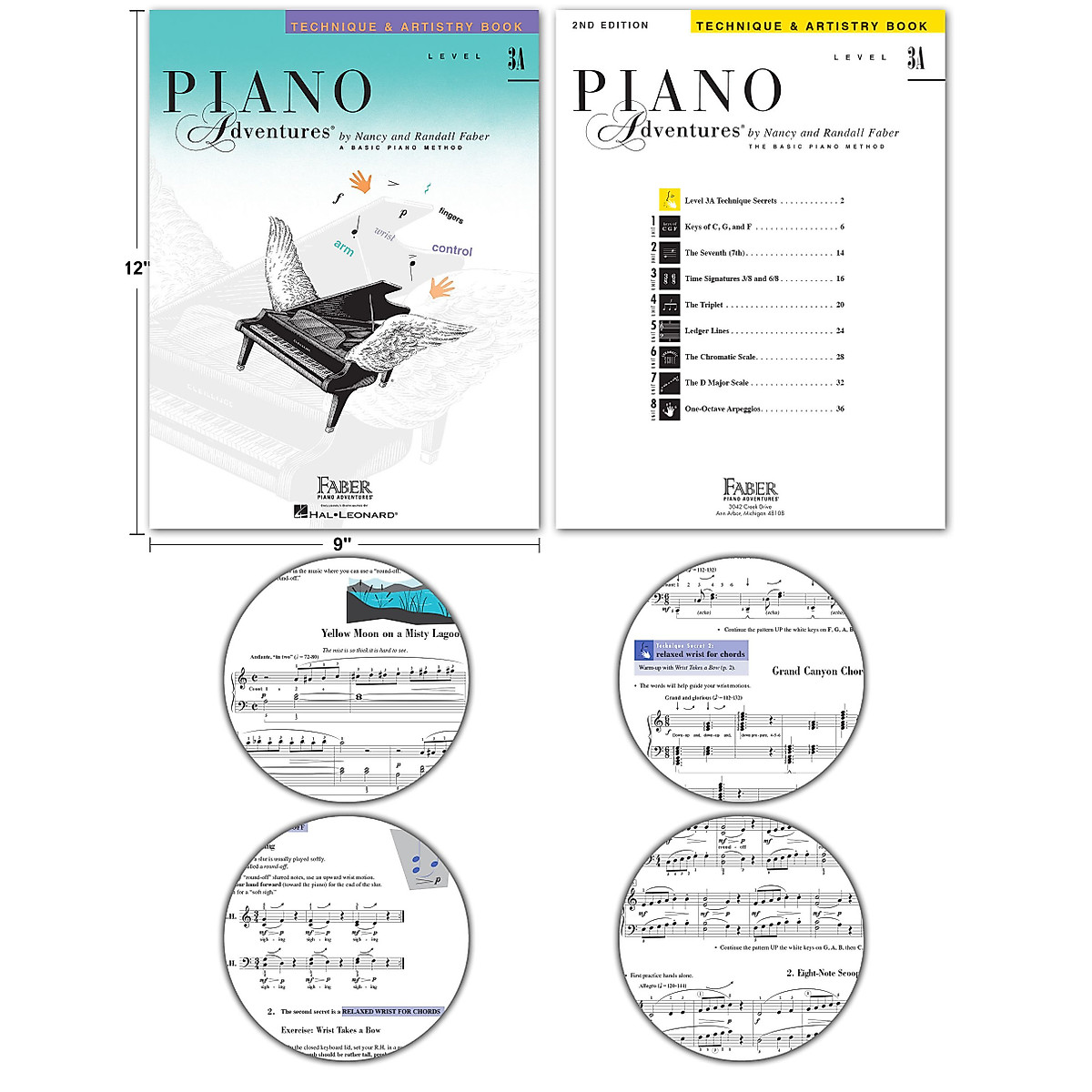 Piano Adventures Level 3A Learning Library Set By Nancy Faber - Lesson, Theory, Performance, Technique & Artistry Books & Juliet Music Piano Keys 88/61/54/49 Full Set Removable Sticker