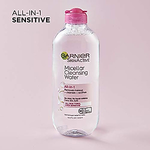 Garnier SkinActive Micellar Water for All Skin Types, Facial Cleanser & Makeup Remover, 13.5 fl. Oz, 1 count (Packaging May Vary)