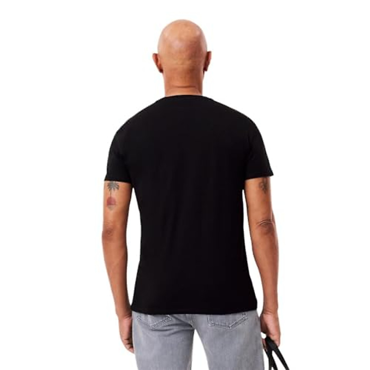 Lacoste Men's Short Sleeve V-Neck Pima Cotton Jersey T-Shirt, Black, Medium