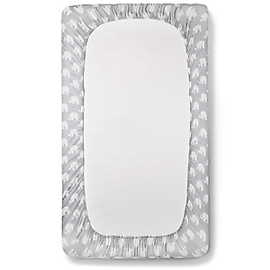 BaeBae Goods Premium Crib Sheets for Baby Boys and Girls, 3 Pack, Soft and Breathable Jersey Cotton Fitted Sheet Set, Grey and White, Cute Gender Neutral Nursery Mattress Bedding, Universal Fit