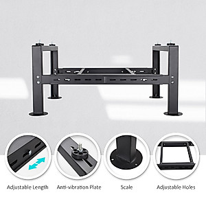 POPMOON Heavy Duty Condenser Stand Mini Split Stand for Air Conditioners Heat Pump System 14in Height, AC Stand Length Adjustable 29.5in to 45.3in Mini Split Ground Stand for 9000-60000BTU