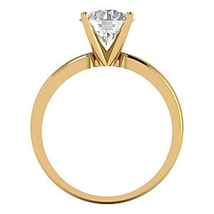 Clara Pucci 1.50 ct Round Cut Solitaire Moissanite Engagement Wedding Bridal Promise Anniversary Ring in 18K Yellow Gold Size 7.5