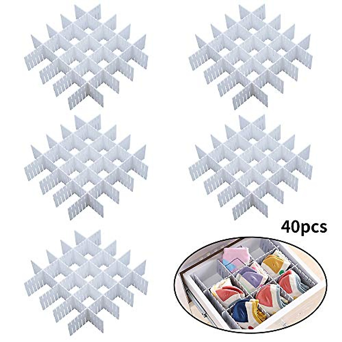 Drawer Organizers - DGQ 40Pcs Drawer Divider Strips 2.75” High Adjustable Separators for Closet, Office Desk, Kitchen Storage, Dresser, Makeup Tools, Socks