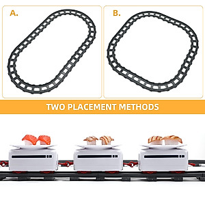 Sushi Train Set Rotating Sushi Train Electric Rotary Sushi Machine Toy Track Conveyor Belt Rotating Table for Kids Family Party Sushi Display, White ( Without Battery )