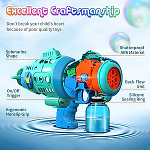 2 Bubble Gun with Bubble Liquid, Bubble Machine for Toddlers with 360-Degree Leak-Proof Design, Ergonomic Grip, Automatic Bubble Guns for Kids, Party Favors, Birthday Gift, Easter (2 Pack)