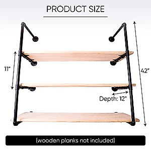 4 Tier Industrial Iron Pipe Floating Shelves, Wall Mount Pipe Shelf Brackets Unit, DIY Open Bookshelf 4 Tier Pipe Shelving, Shelf floating Pipe for Home, Kitchen, Bathroom, Office(42Inch)
