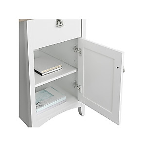 Bush Furniture Salinas L-Shaped Desk with Storage | Study Table with Drawers & Cabinets | Home Office Computer Desk in Pure White and Shiplap Gray