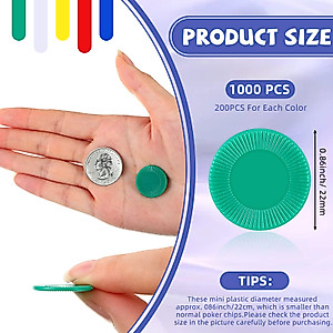 Skylety 1000 Pieces Plastic Poker Chips Bulk Game Chips 5 Colors Counter Card for Kids Game Playing Learning Math Counting Bingo Game Blank Chips Card for Kids Reward, 0.86 Inch
