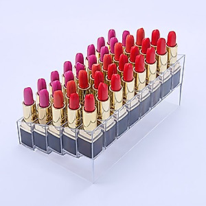 Benbilry Lipstick Holder, 40 Space Acrylic Lipstick Holder Organizer Case Display Rack，40 Slots (in a 8 x 5 Arrangement) Stand Cosmetic Makeup Organizer Lipstick, Brushes, Bottles More