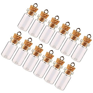 EXCEART 50pcs Mini Wish Bottle 1.5ml Wood Cork Wishing Jars Glass Bottle Charms for Jewelry Making Decorative Tiny Bottle Vials for DIY Crafts