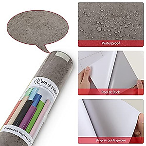 WESTICK Concrete Wallpaper for Walls Concrete Contact Paper for Countertops Waterproof Gray Wallpaper Peel and Stick Modern Industrial Wallpaper Cement Look Kitchen Cabinet Contact Paper 15.75" x 78"