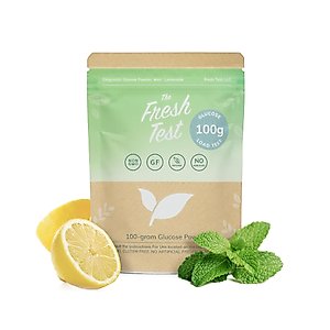 The Fresh Test® Glucose Beverage, 100 gram Powder Drink Mix | Additive-Free, Non-GMO, Organic Ingredients | Mint Lemonade