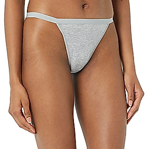Amazon Essentials Women's Cotton Thong String Underwear, Pack of 6, Neutral, Medium