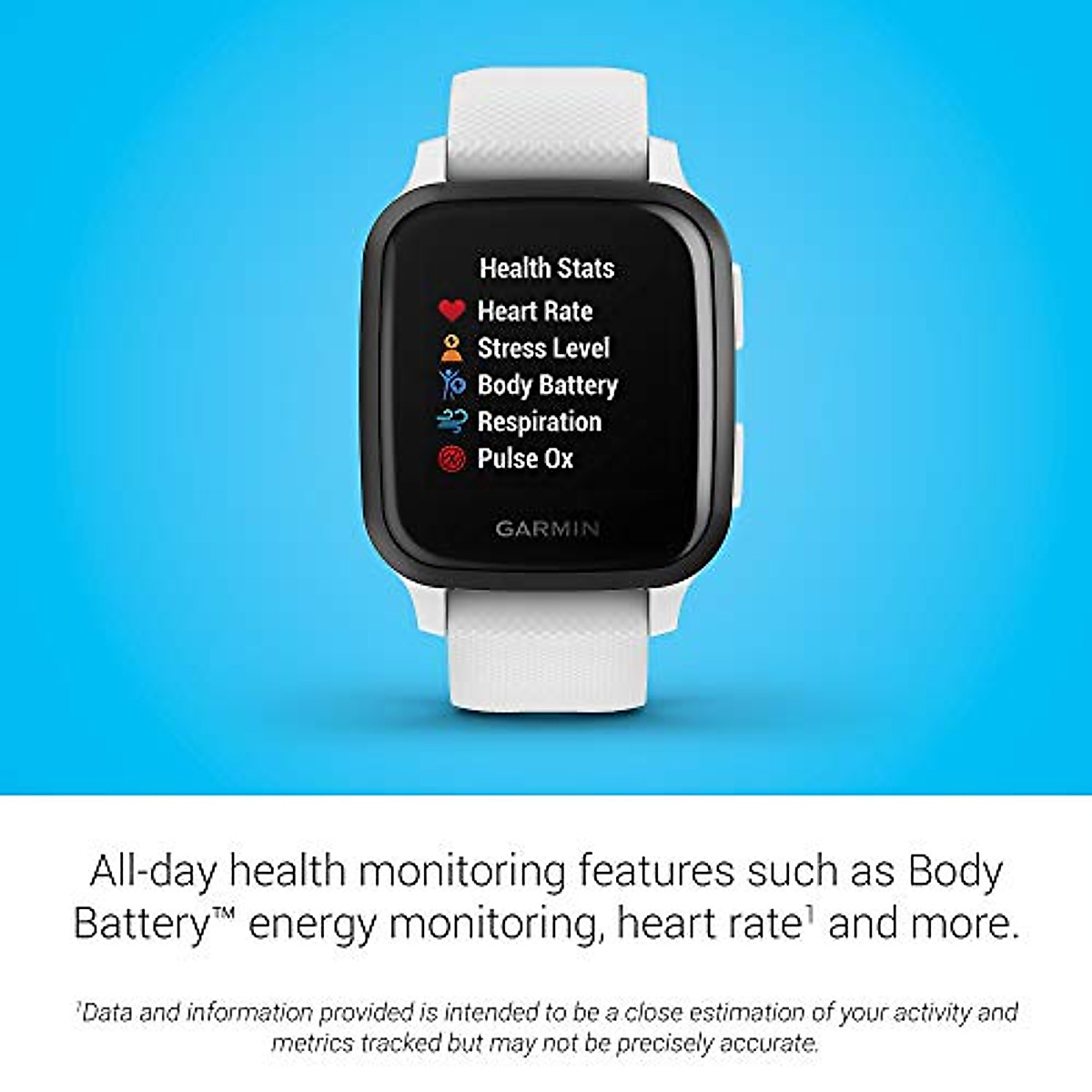 Garmin Venu Sq Music, GPS Smartwatch with Bright Touchscreen Display, Features Music and Up To 6 Days of Battery Life, White and Slate (Renewed)