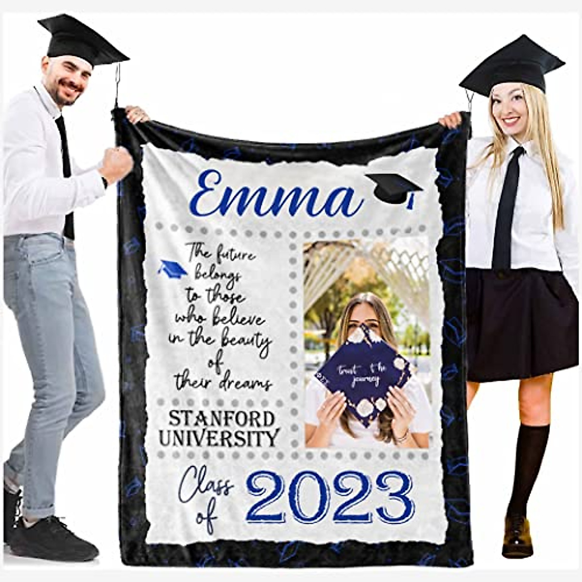 Custom Class of 2023 Graduate Blanket, Personalized Senior 2023 Name Photo School Graduations Throws Blankets, Personalized Graduation Blanket, Personalized Graduation 2023 Blanket with Photo