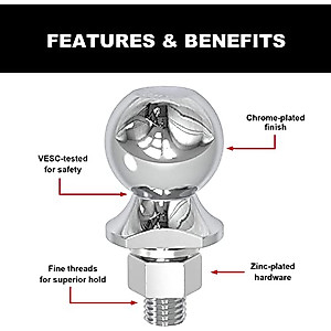 BIG RED ATRLY3120R Torin 2" Diameter Trailer Hitch Ball: 1.75 Ton (3,500 lb) Capacity
