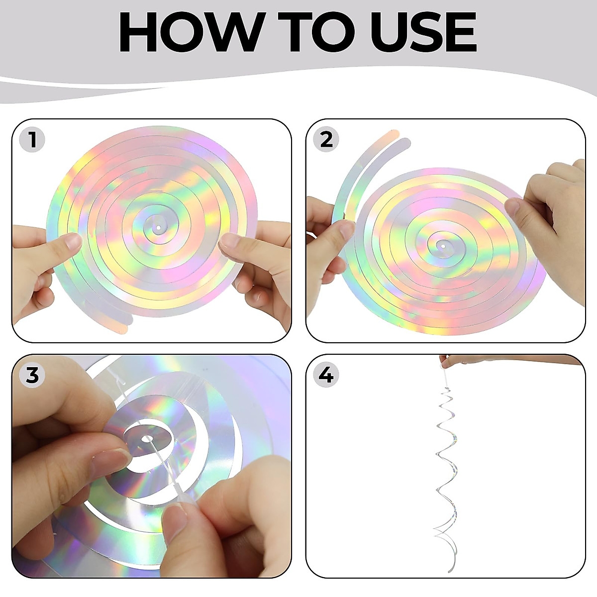 24 PCS Iridescent Hanging Swirl, Shinny Holographic Ceiling Decorations, Plastic Streamer Party Decorations with Double-Swirls and Single-Swirls for Birthday Decorations, Wedding, Baby Shower