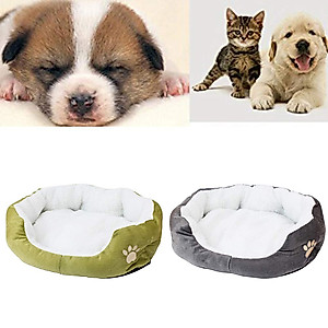 hbz11hl Round Soft Plush Cushion Pet Rest Sleeping Bed Mat Dog Cat Warm Kennel Pad Nest Pet Dog Bed | Orthopedic Ultra Plush Sofa-Style Couch Pet Bed for Dogs & Cats, Gray, Large Green S