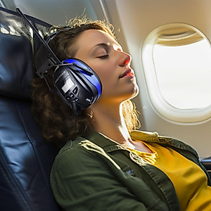 PROTEAR AM/FM Bluetooth Radio Headphones 25dB NRR,Noise Reduction Safety Earmuffs,Digital Display Headset,Lithium Battery Rechargetable Ear Hearing Protection for Walkman Mowing,Lawn,Work(Blue)