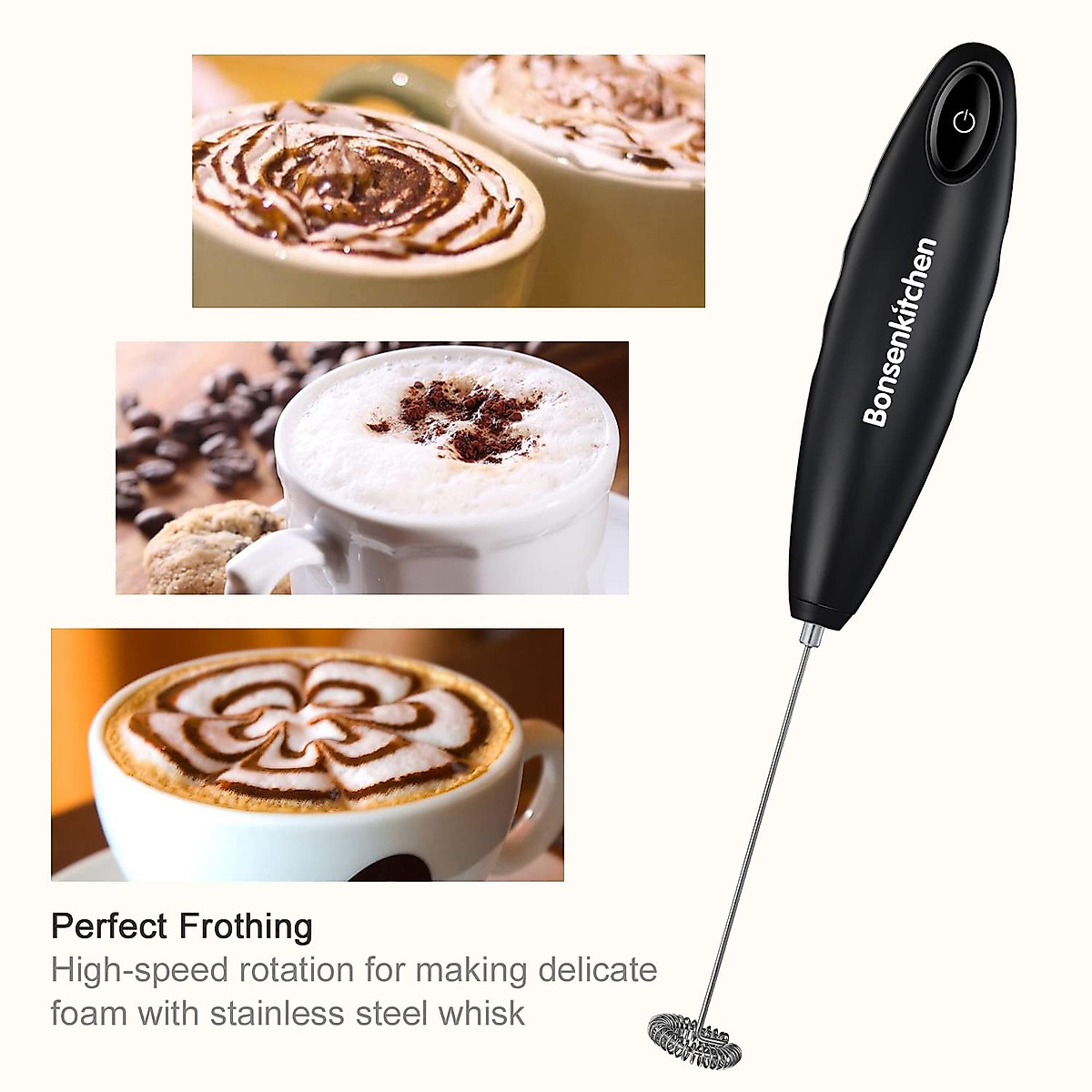 20-Speed Immersion Hand Blender with Whisk for Smoothies Puree Baby Food, and Milk Frother Handheld for Coffee-Bundle