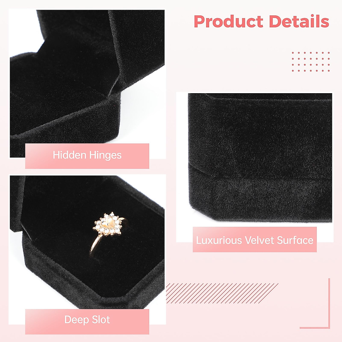 Tideme 12 PCS Velvet Ring Boxes, Earring Pendant Case, Ring Box for Wedding, Engagement Ring Box, Jewelry Gift Box, Display Box for Rings, Earrings