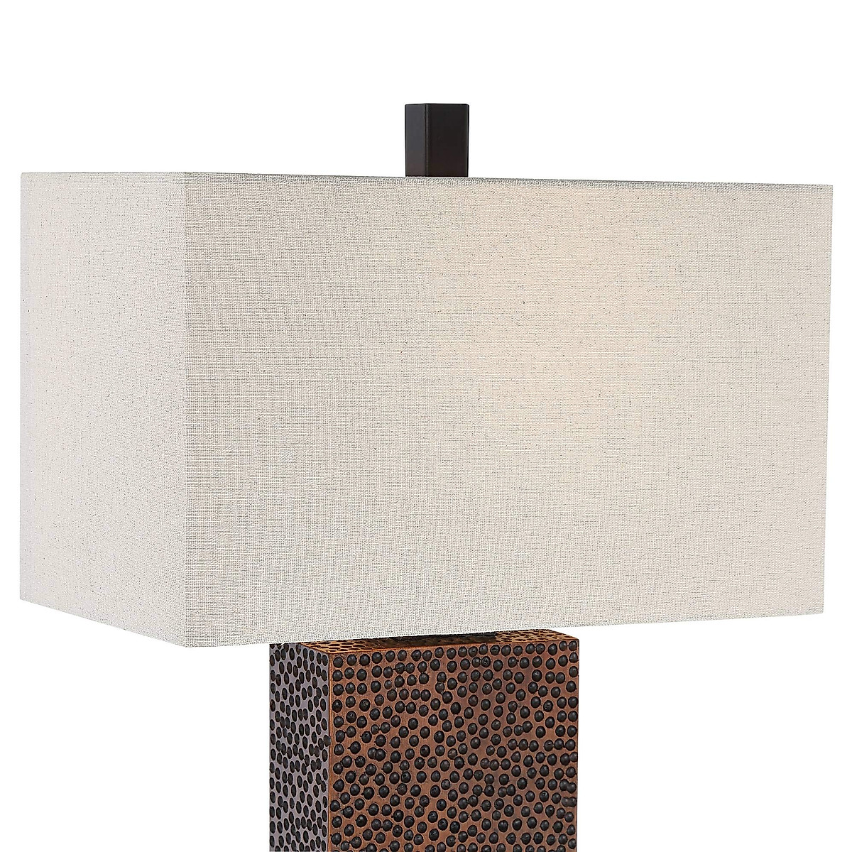 360 Lighting Caldwell Rustic Farmhouse Table Lamps 24.75" Tall Set of 2 Bronze Hammered Textured Fabric Rectangular Shade for Bedroom Living Room House Home Bedside Nightstand Office Family