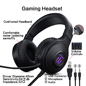 DGG ST-KM6 Wired RGB Backlit Gaming Keyboard and Mouse, Gaming Mouse Pad, Gaming Headset,All in One Combo for PC Gamers and Xbox and PS4 Users