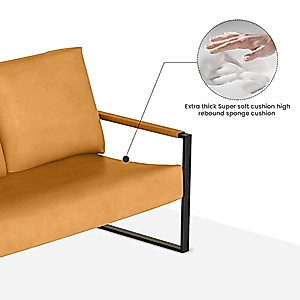 DKLGG Mid-Century Loveseats Sofa Couch, Solid Leathaire Loveseat Sofa, Upholstered Faux Leathaire Couch 2-Seat Metal Armchair, Lounge Accent Chair for Living Room, Small Space, Studio, Apartment