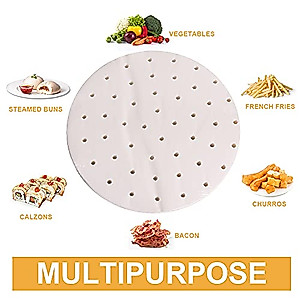 CHANGLE 500 Pcs Air Fryer Parchment Paper,8.5 Inches Bamboo Steamer Liners, Premium Perforated Parchment Steaming Papers, Non-Stick Steamer Mat, for Air Fryer, Steaming Basket, Pans, Dumplings.