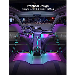 Govee Smart Car LED Strip Lights, RGBIC Interior Car Lights with 4 Music Modes, 30 Scene Options and 16 Million Colors, APP Control 2 Lines Design LED Car Lights for SUVs, DC 12V