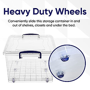 Superio Storage Containers With Wheels (3 Pack), Stackable Large Storage Containers With Lids, Durable Latches (32 Qt)