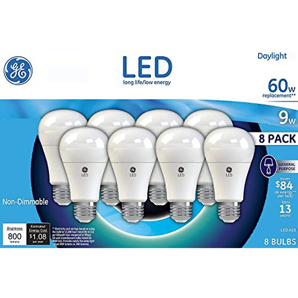 GE 60W 60 Watt Replacement Daylight LED 8 Pack