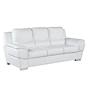 Blackjack Furniture Binion Leather Match Upholstered Modern Living Room Sofa, White