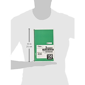 Mead 3-Subject Wirebound College Ruled Notebook, 9.5" x 5.5", Pack Of 6