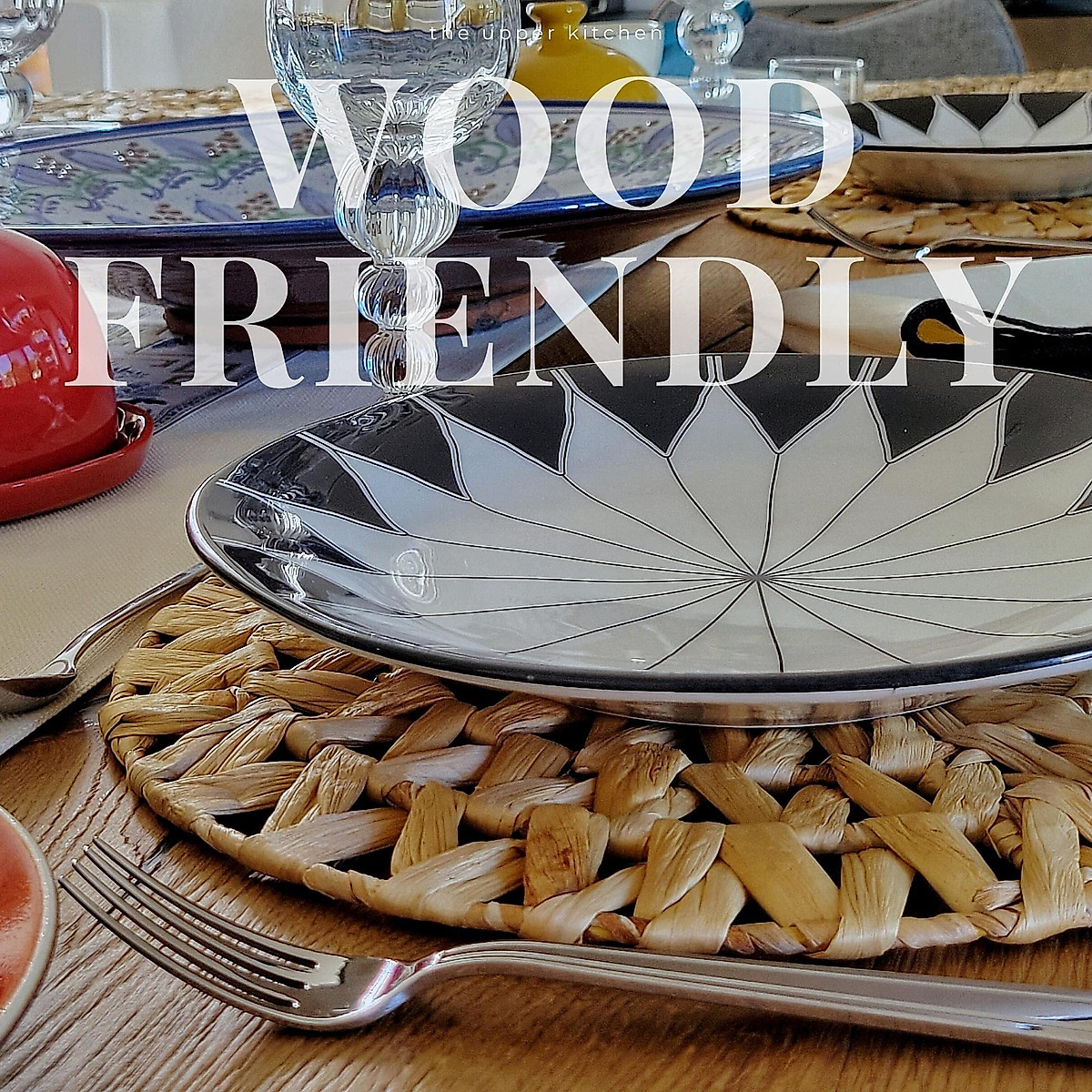 The Upper Kitchen Chargers for Dinner Plates – 14 inch Water Hyacinth Placemats, Woven Placemats, Rattan Chargers, Boho Charger Plates, Plate Chargers