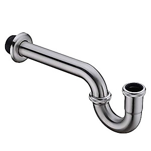 Orhemus Brass P Trap, 1 1/4 Bathroom Basin Sink Waste Trap Drain Kit with Flange and Slip Joint Extension Tube Drain Tailpiece, Adjustable Height, Brushed Nickel Finish