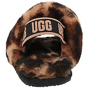 UGG Girls T Fluff Yeah Slide Panther Print Slipper, Butterscotch, 11 Little Kid