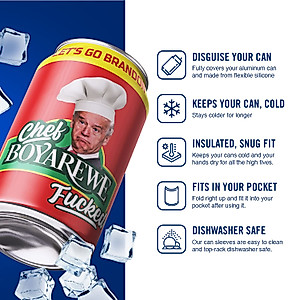 Beersy Silicone Sleeve Beer Can Cover - Insulated Can Sleeve - Novelty Disguise for Outdoor Events, Golf, Parties, Concerts,Tailgating - Hide a Beer To Look Like Soda, Fits 12 oz Cans (Chef BoyAreWe)