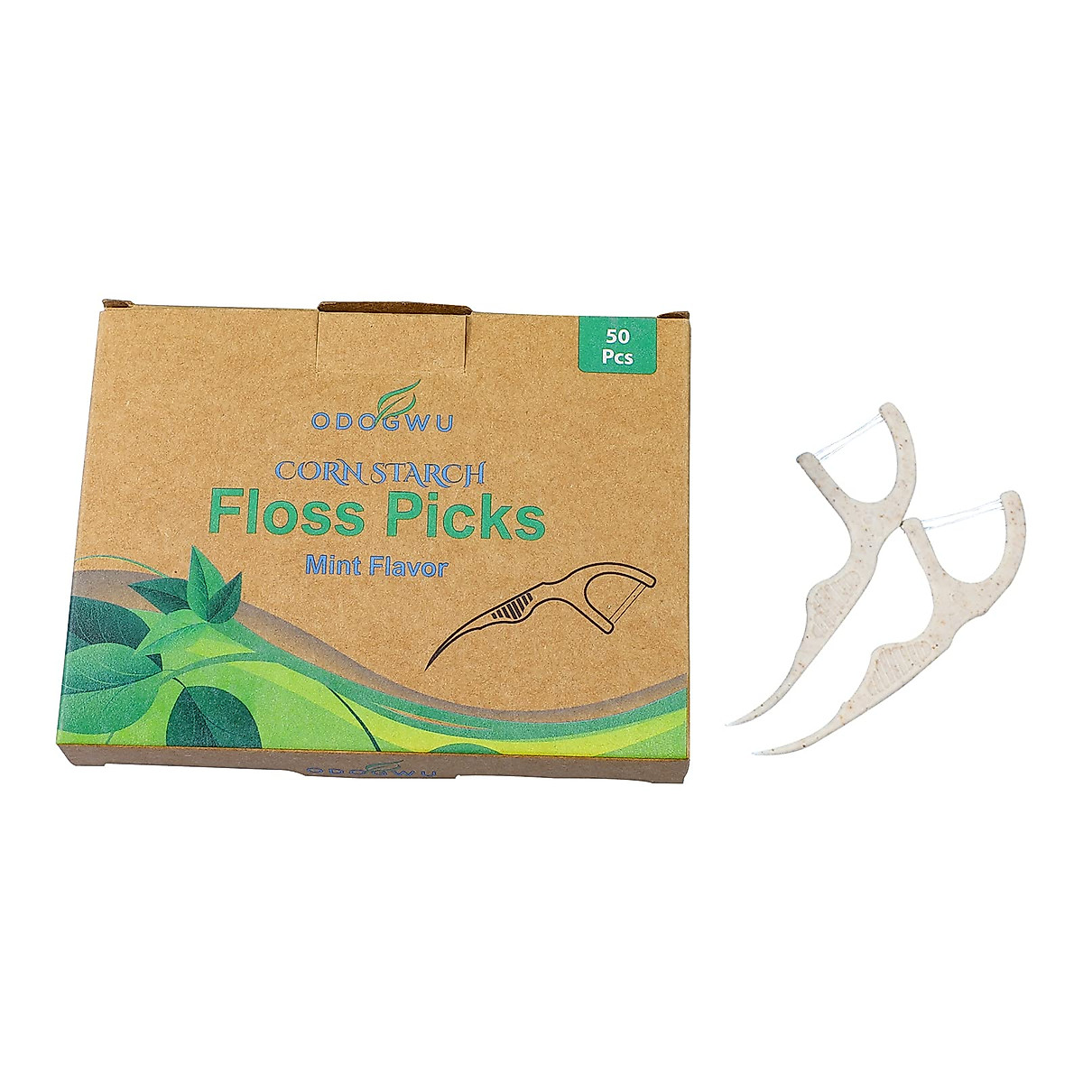 Odogwu Corn Starch Dental Floss Picks (200 Count),Eco Friendly,Sustainable,Zero Waste
