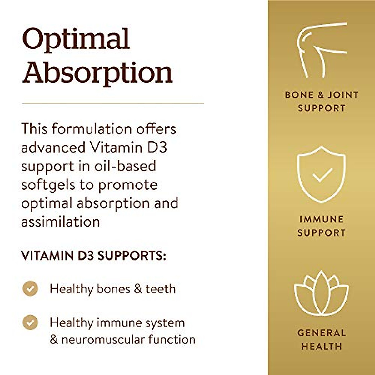 Solgar Vitamin D3 (Cholecalciferol) 250 MCG (10,000 IU), 120 Softgels - Helps Maintain Healthy Bones & Teeth - Immune System Support - Non GMO, Gluten Free, Dairy Free - 120 Servings