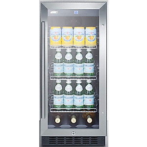 Summit SCR1536BG Undercounter Beverage Refrigeration, Glass/Black