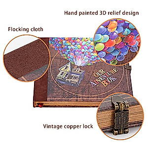 JIMBON Our Adventure Book Scrapbook Photo Album,Retro Style Embossed Letter Cover Travel Diary Journal Scrap Book Kit For Couples,Memory Book For Anniversary Wedding,Best Friend Gift