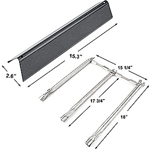 Hisencn 7638 7639 Cast Iron Grates, 7636 Flavorizer Bars and 69787 Burner Tube for Weber Spirit I & II 300 Series, Grill Repair Part Kit for Spirit E310 S310 E320 S320 E330 S330