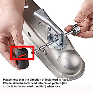 CZC AUTO Trailer Tongue Coupler Lock Adjustable Trailer Coupler Pin Lock, Dia 1/4 Inch, 3 Inch Effectice Length Fits 1 Inch to 3 Inch Latch-Type Coupler for Towing Boat Truck RV Car Trailer