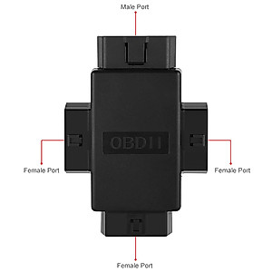 iKKEGOL Pocket OBD2 OBDII Full 16 Pin Male to 3 Female 1 to 3 OBD Cable Splitter Converter Adapter for Diagnostic Extender
